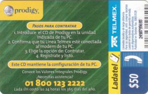 Phonecard: Prodigy, Internet Para Ti. 1 Mes Gratis (Telmex - Ladatel ...