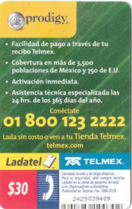 Tarjeta Telefónica: Prodigy La Mejor Conexión (Telmex - Ladatel, México ...