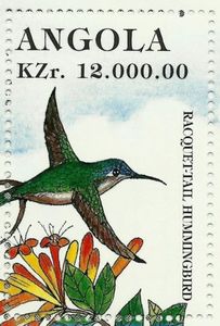 Stamp: Racquet-tail Hummingbird (Ocreatus underwoodii) (Angola ...