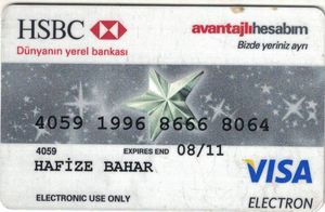 Bank Card: HSBC (HSBC bank, Türkiye (Turkey)Col:TR-VE-0117