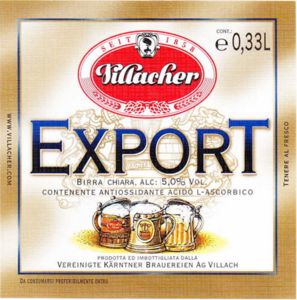 Drink Label: Villacher Export (Brauerei Villach, AustriaCol:AT-BEER-001792