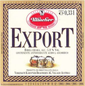 Drink Label: Villacher Export (Brauerei Villach, AustriaCol:AT-BEER-004557