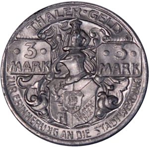 Coin: 3 Mark (German Notgeld: T Cities(Thale am Harz) Col:DE-NT-000059 ...
