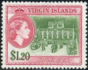 Stamp: Treasury Square Coronation (1953) (British Virgin Islands(Queen ...