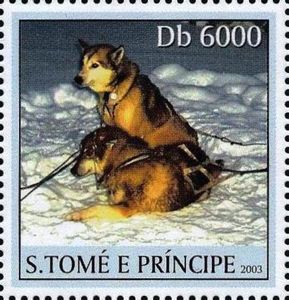 Stamp: Sledge dogs (São Tomé and Príncipe(Sledge Dogs 2003) Mi:ST 2171 ...