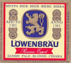 Drink Label: Lowenbrau, Premium Export (Lowenbrau Hellas A.E, GreeceCol ...
