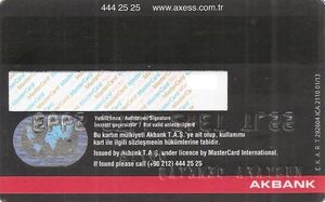 Bank Card: Axess (Akbank T.A.Ş., Turkey) Col:TR-MC-0327