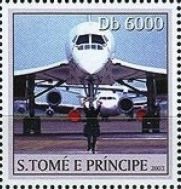 Stamp: Concorde on runway (São Tomé and Príncipe(Aircraft 2003) Mi:ST ...