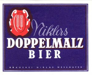 Drink Label: Niklas Bier Doppelmalz (Brauerei Josef Niklas Wesenufer ...