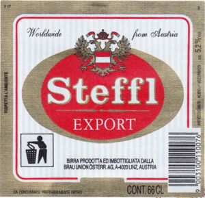 Drink Label: Steffl Export (Brau Union Österreich AG, AustriaCol:AT ...