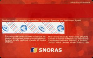 Bank Card: Red (Snoras, LithuaniaCol:LT-MS-0005.02