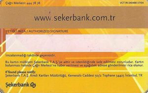Bank Card: Pay Pass (Sekerbank, Türkiye (Turkey)Col:TR-MS-0088.01