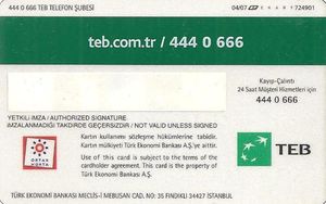 Bank Card: Teb (Turk Ekonomi Bankasi, Türkiye (Turkey)Col:TR-MS-0030.01