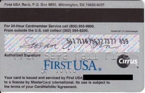 Bank Card: First USA (First USA Bank, United States of America) Col:US ...