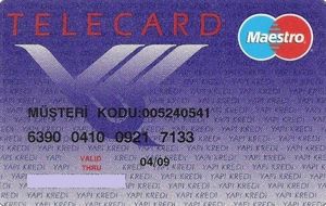 Bank Card: Telecard (Yapi Kredi Bankasi, Türkiye (Turkey)Col:TR-MS-0016-1