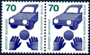Stamp: Road safety - Ball in front of Car (Berlin(Prevent Accident) Mi ...