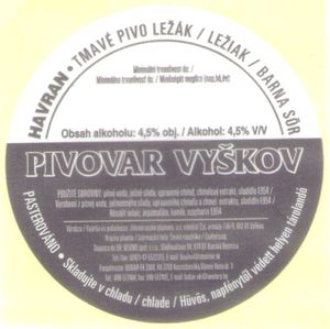 Drink Label: F20-Havran tmavý ležák 11 (Pivovar Vyškov /closed/, Czech ...