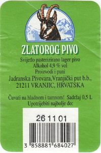 Drink Label: Zlatorog pivo (Jadranska Pivovara, CroatiaCol:HR-BEER-000261