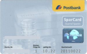 Bank Card: Postbank SparCard-Quartal-Sparen (Postbank, Germany, Federal ...