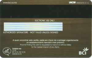 Bank Card: BCI Exclusivo (Bci, MozambiqueCol:MZ-VE-0014