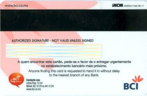 Bank Card: Bci (Bci, MozambiqueCol:MZ-VE-0015