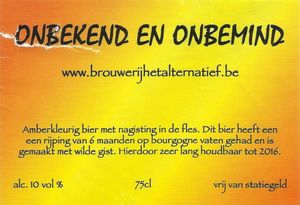 Drink Label: Onbekend en Onbemind (Brouwerij Het Alternatief ...