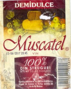 Drink Label: Muscatel Demidulce (S.C. Vincon Vrancea S.A., RomaniaCol ...