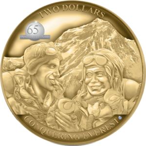 Coin: 2 Dollars (Conquering of Mount Everest 65th Anniversary) (Niue ...