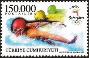 Stamp: Swimming (Türkiye (Turkey)(Summer Olympic Games 2000 - Sydney ...