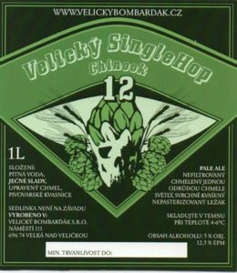 Drink Label: Velický Single Hop - Chinook (Velicky Bombardak, Czech ...