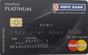 Bank Card: MC Platinum easyshop (HDFC Bank, India, RepublicCol:IN-MC-0016