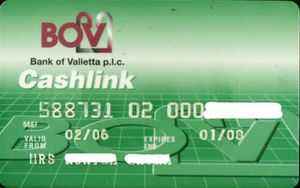 Tarjeta de Banco: BOV Cashlink Card (Bank of Valletta p.l.c., MaltaCol ...