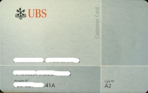 Bank Card: UBS Customer Card (Union Bank Of Switzerland, SwitzerlandCol ...