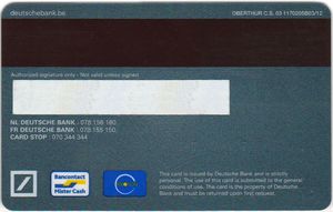 Bank Card: Maestro (Deutsche Bank, BelgiumCol:BE-MS-0031
