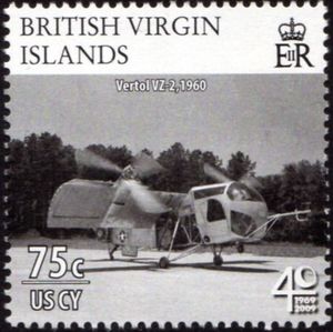 Stamp: Vertol VZ-2, 1960 (British Virgin Islands(Space Exploration) Mi ...
