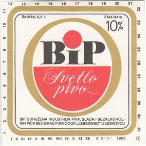 Drink Label: BIP svetlo pivo 10 (Pivara Leskovac, SerbiaCol:RS-BEER-000245