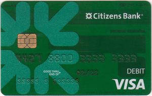 Bank Card: Visa Debit Transparent (Citizens Bank, United States of ...