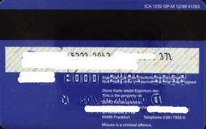 Bank Card: Eurocard MasterCard (AKB Bank, Germany, Federal RepublicCol ...