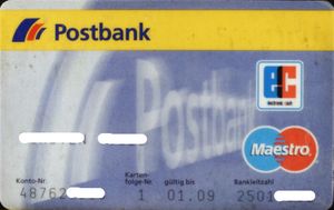 Bank Card: Postbank (Postbank, Germany, Federal RepublicCol:DE-MS-0005.02
