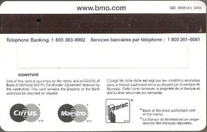 Bank Card: BMO Bank of Montreal (Bank of Montreal, CanadaCol:CA-GM-0017