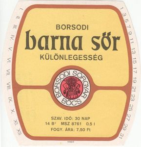 Drink Label: Borsodi barna (Borsodi Sörgyár, HungaryCol:HU-BEER-000033