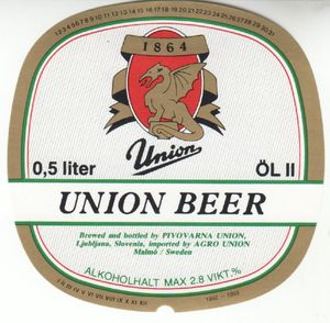 Drink Label: Union beer (Pivovarna Union Ljubljana, SloveniaCol:SI-BEER ...