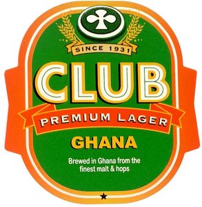 Drink Label: Club Premium Lager (Accra Brewery, GhanaCol:GH-BEER-000009