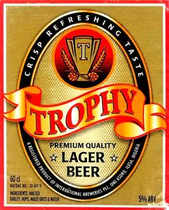 Drink Label: Trophy Lager Beer (Intafact Beverages Limited (SAB Miller ...