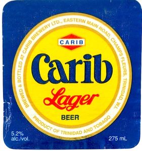 Etiqueta de bebida: Carib Lager (Carib Brewery LTD., Trinidad y ...