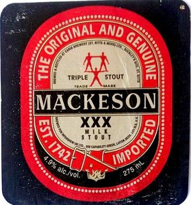 Drink Label: Mackeson Milk Stout (Carib Brewery LTD., Saint Kitts and ...