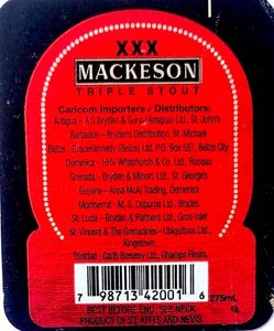 Drink Label: Mackeson Milk Stout (Carib Brewery LTD., Saint Kitts and ...