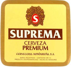 Etiqueta de bebida: Suprema Premium (Cerveceria Hondurena S.A ...