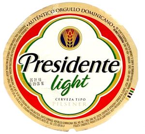 Etiqueta de bebida: Presidente Light (Cervecería Nacionál Dominicana ...