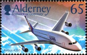 Stamp: Projected Airbus Industrie A380 (Alderney(Centenary of Powered ...
